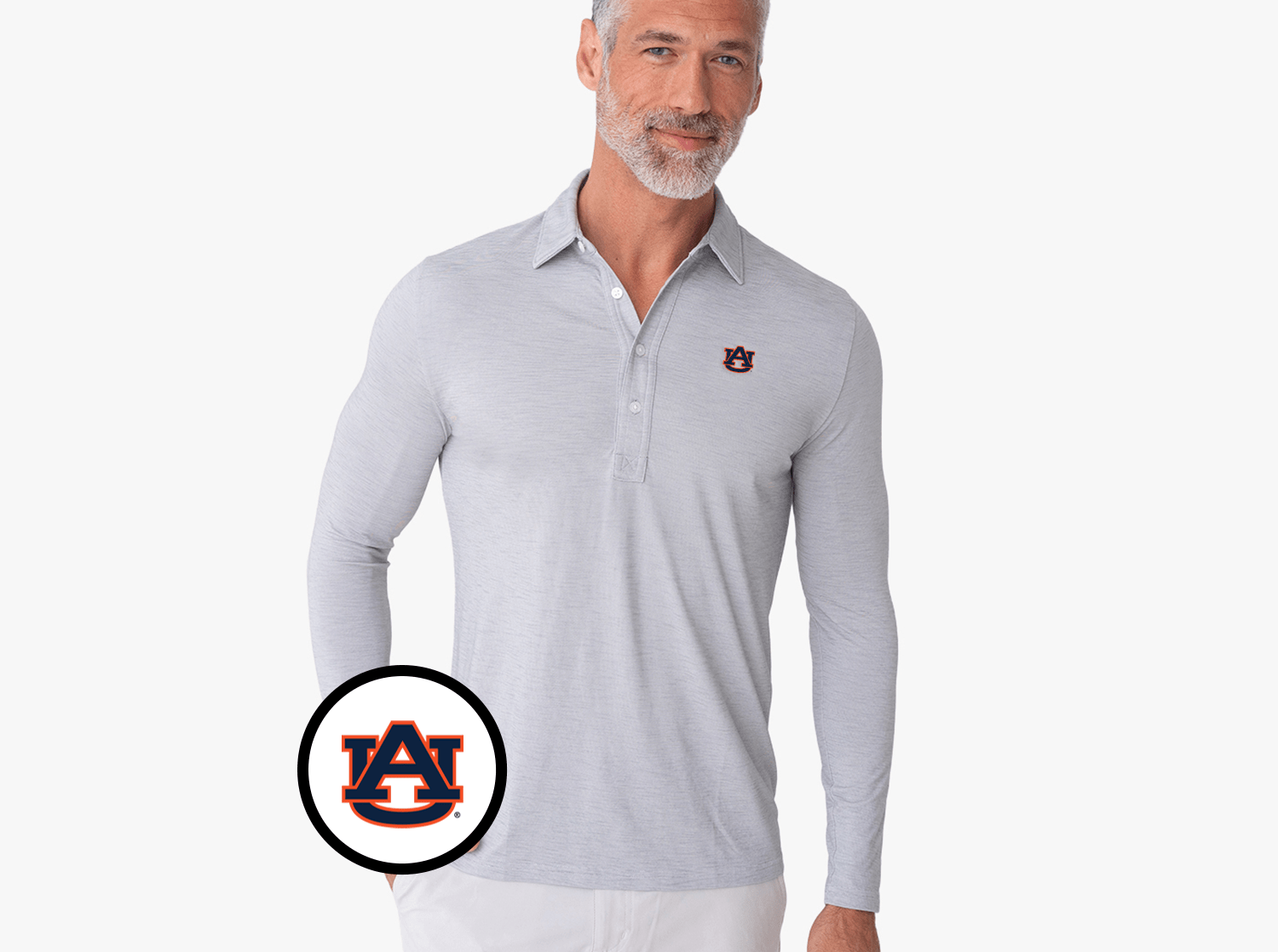 Auburn - Brrr Long Sleeve Range Polo - AU - Silverado – Criquet Shirts